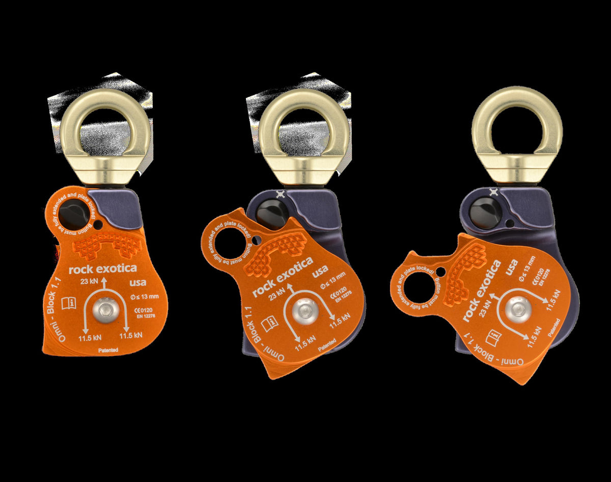 Omni-Block Swivel Pulleys | Rock Exotica rope rescue and rigging pulleys